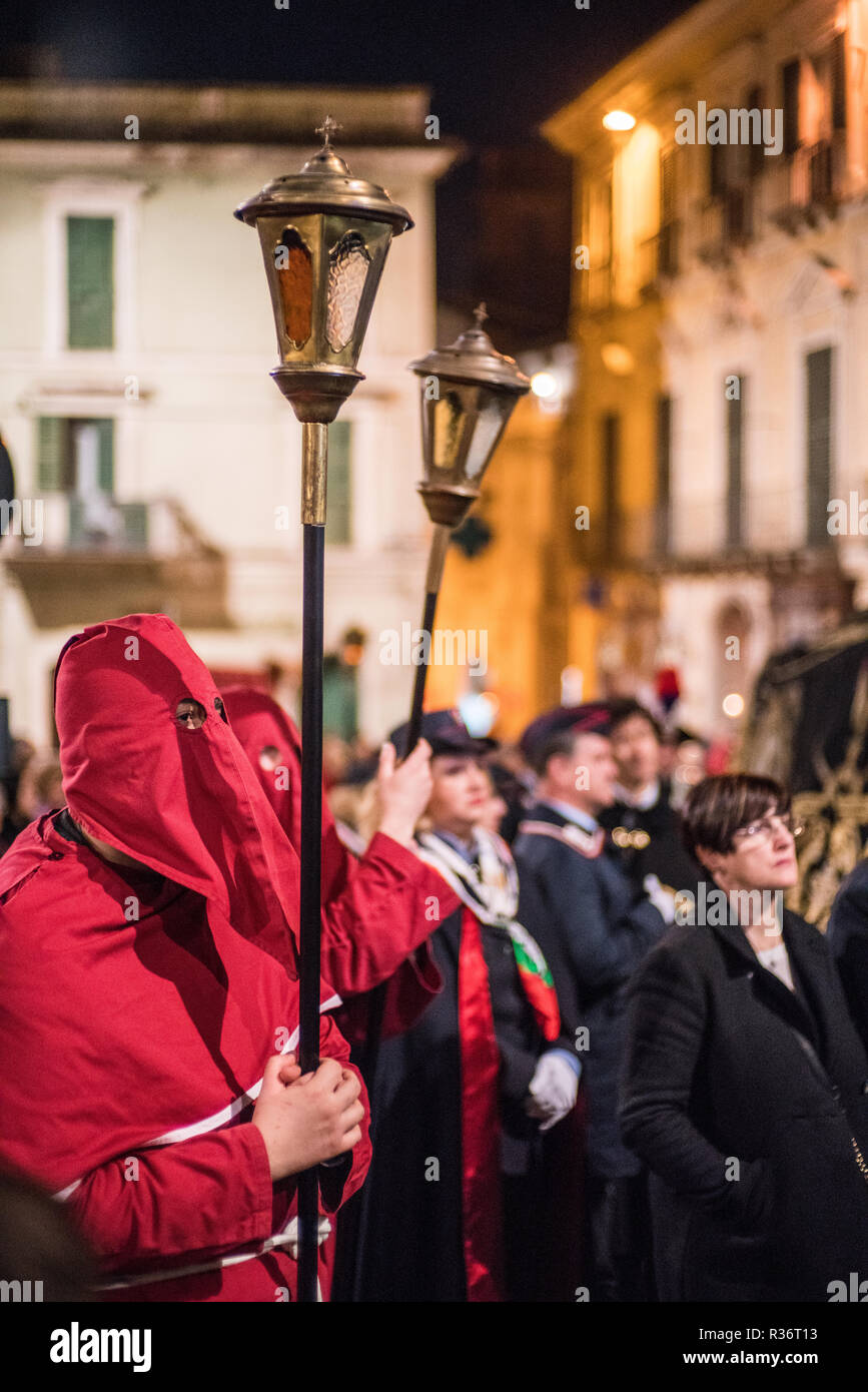 Easter processions in the street of the village Penne, Italy, Europe ...