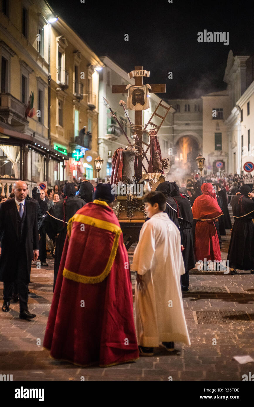 Easter processions in the street of the village Penne, Italy, Europe ...