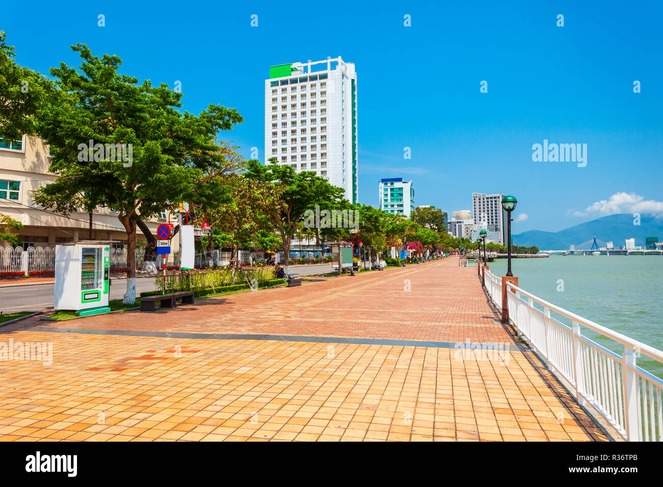 Riverfront promenade in Danang city in Vietnam Stock Photo - Alamy