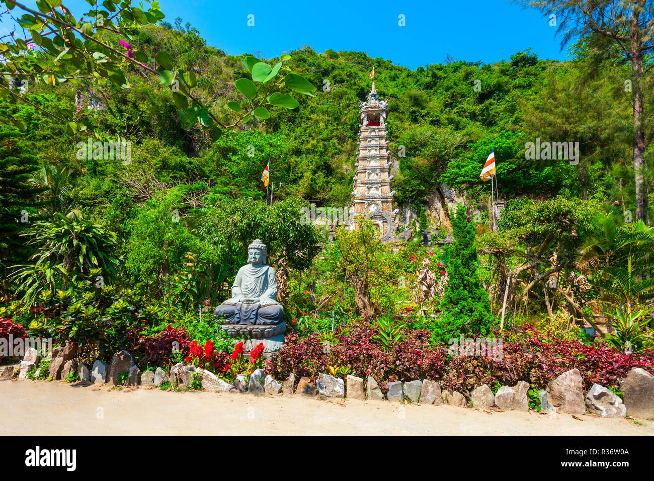 Temple pagoda at the marble mountains in Danang city in Vietnam Stock ...
