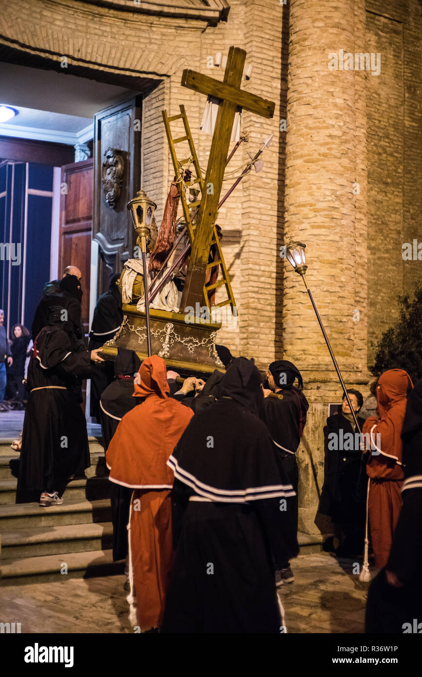 Easter processions in the street of the village Penne, Italy, Europe ...