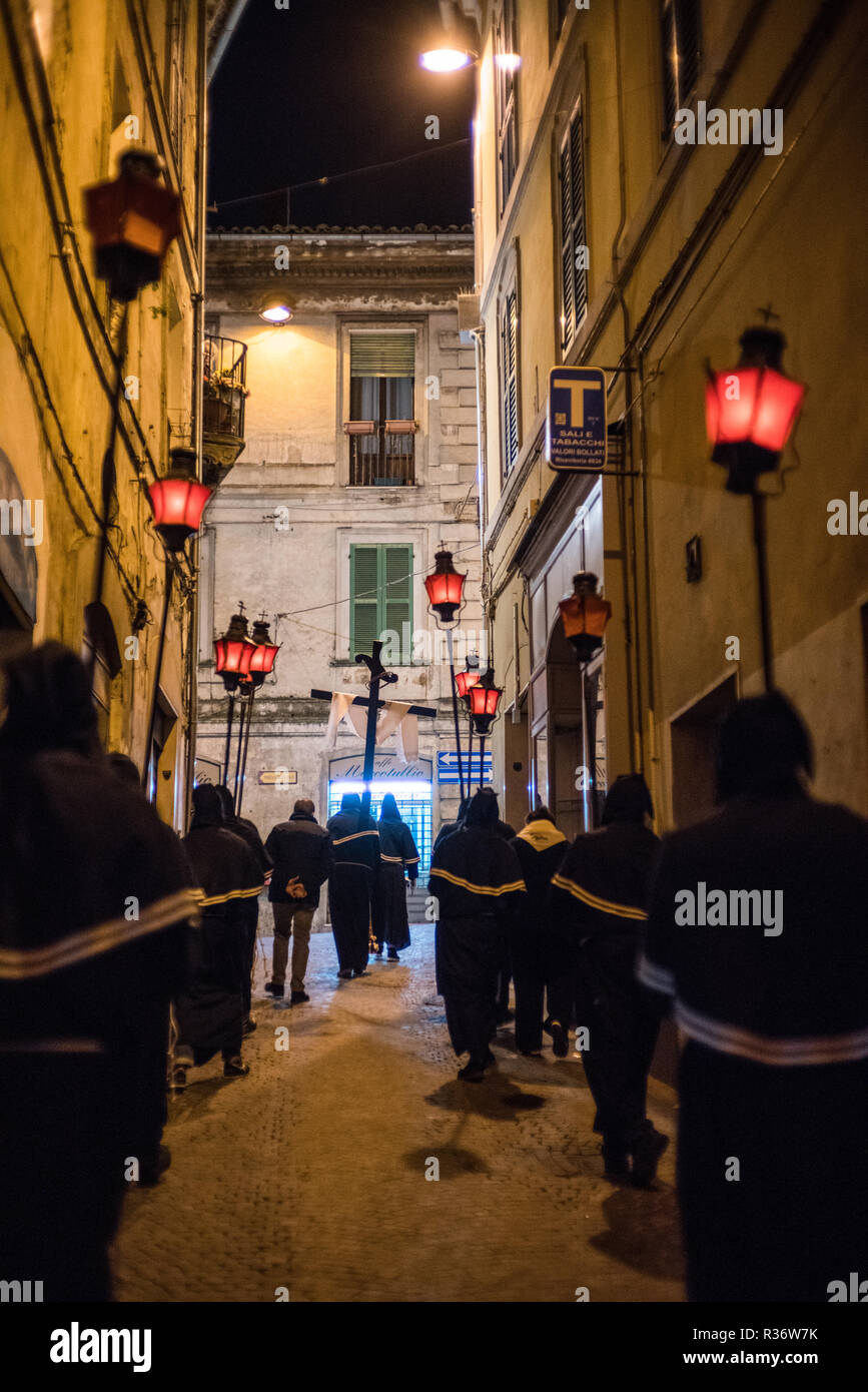 Easter processions in the street of the village Penne, Italy, Europe ...