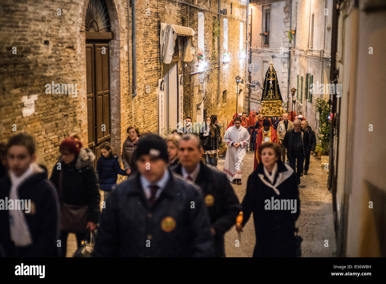 Easter processions in the street of the village Penne, Italy, Europe ...