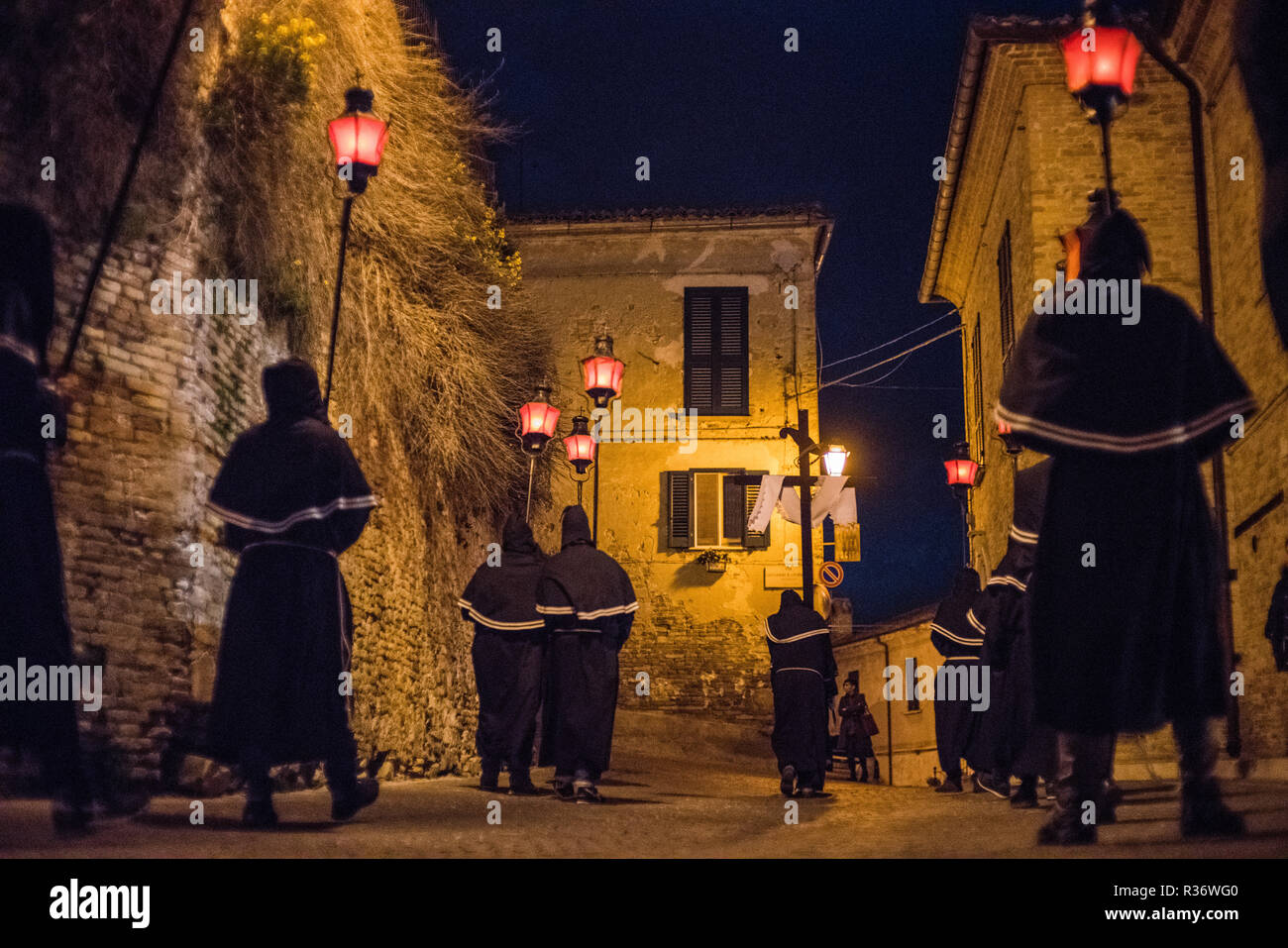 Easter processions in the street of the village Penne, Italy, Europe ...