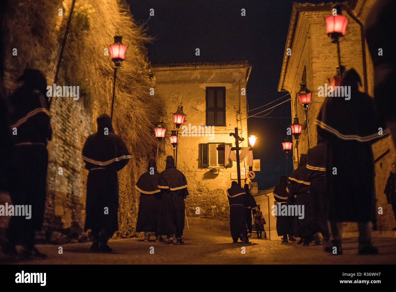 Easter processions in the street of the village Penne, Italy, Europe ...