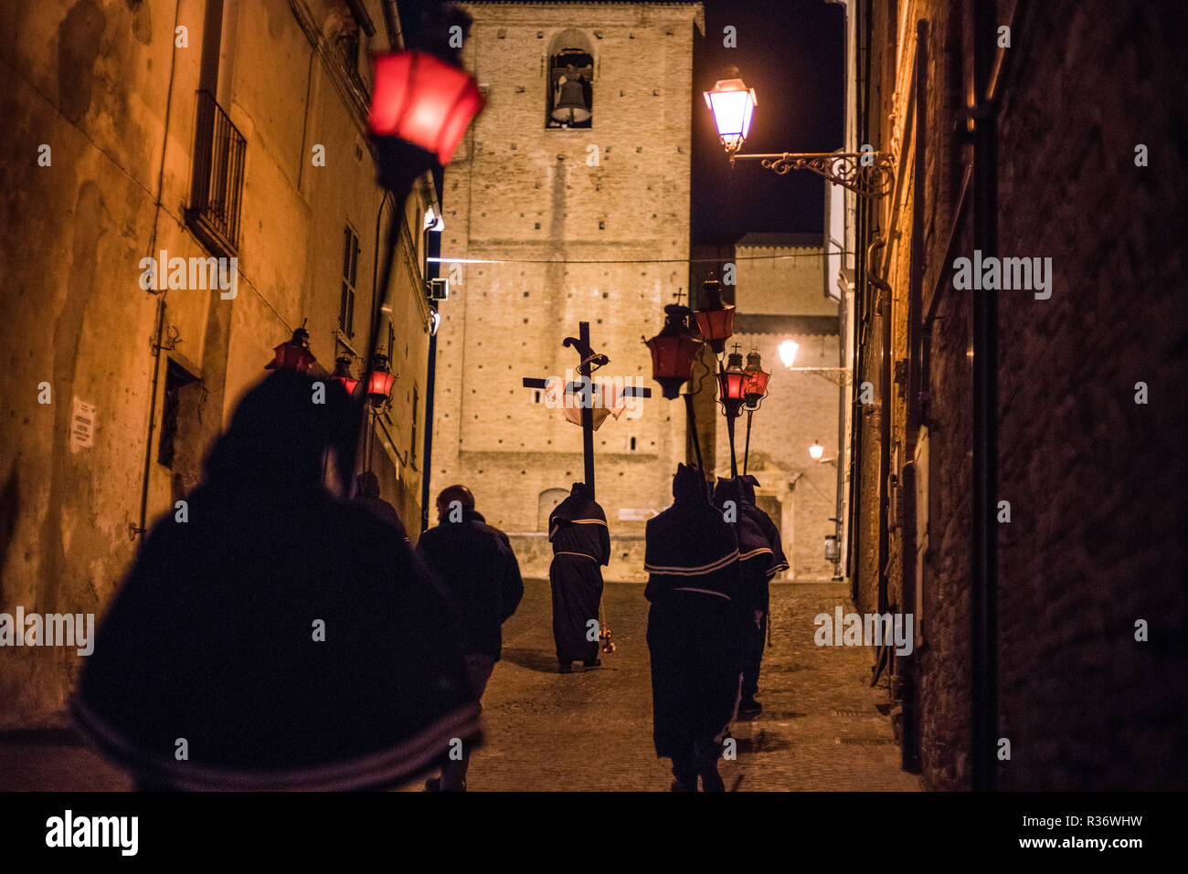 Easter processions in the street of the village Penne, Italy, Europe ...