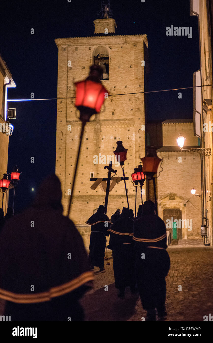 Easter processions in the street of the village Penne, Italy, Europe ...