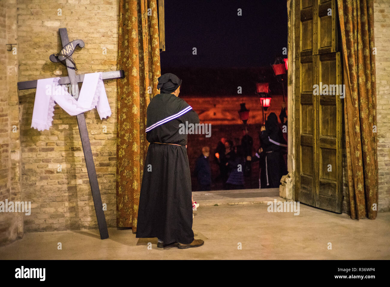 Easter processions in the street of the village Penne, Italy, Europe ...
