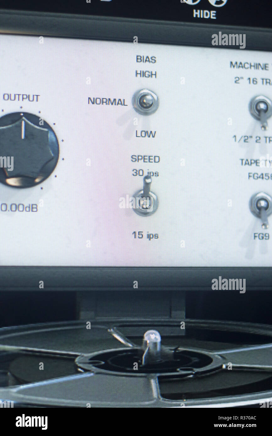 Recording studio audio computer editing mixing program sound controls ...