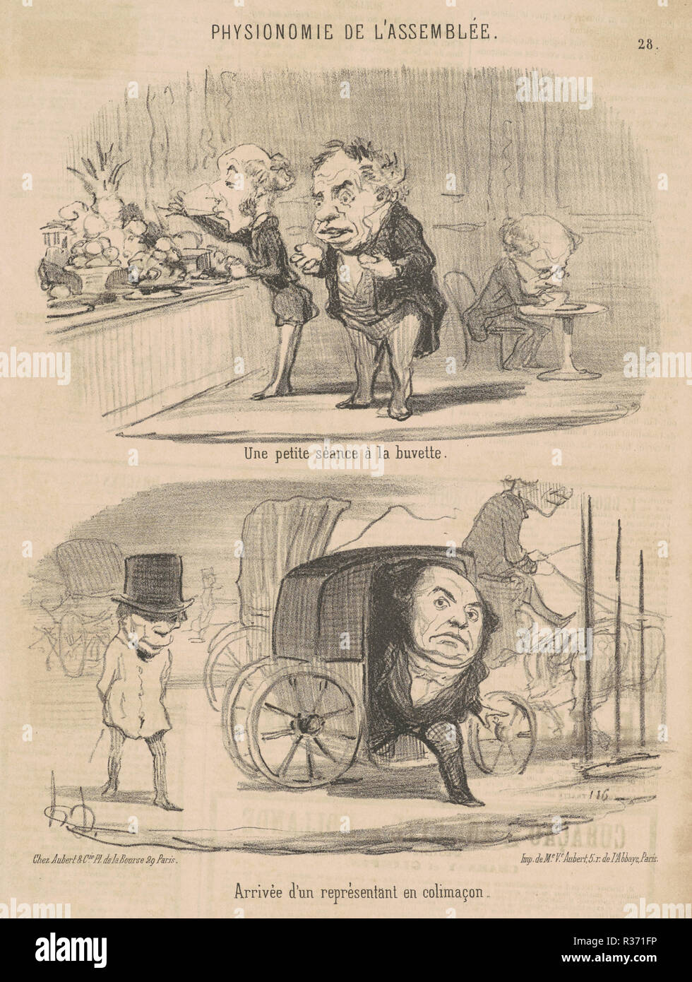 Une petite séance a la buvette. Dated: 19th century. Medium: lithograph ...