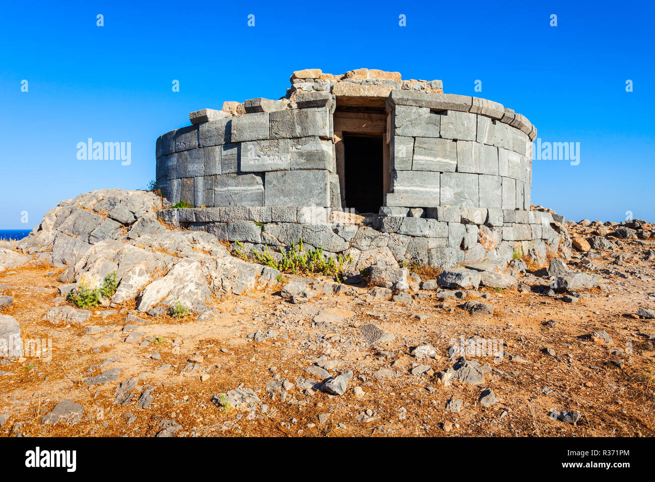 The Tomb of Kleoboulos near the Lindos Acropolis in Rhodes island in ...