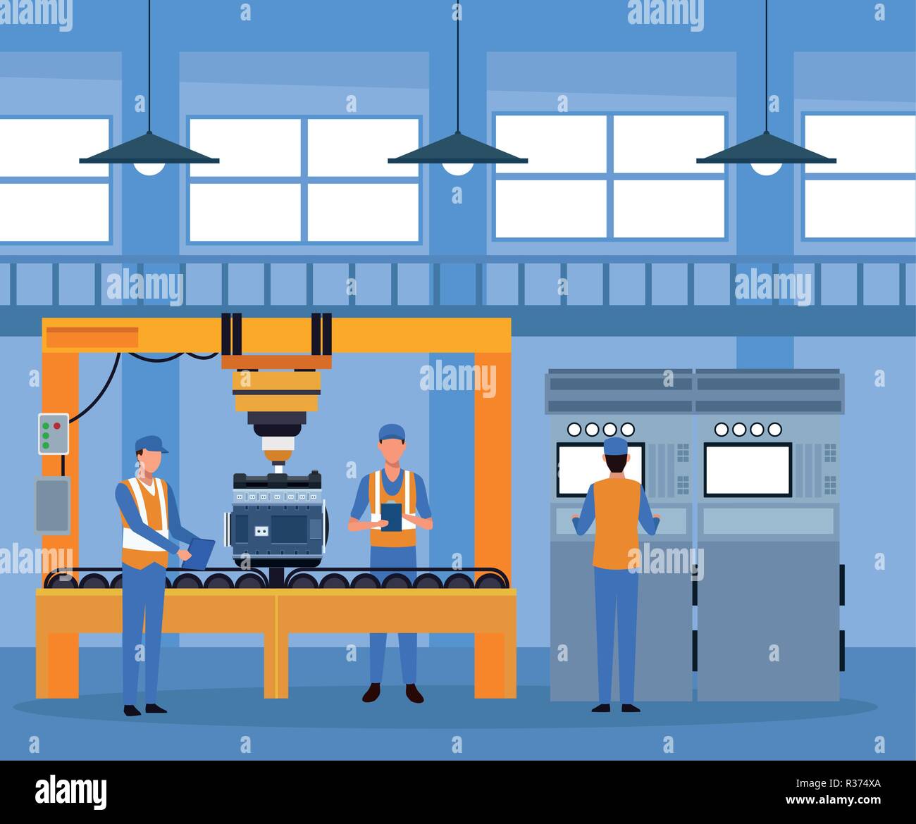 Assembly line workers automotive Stock Vector Images - Alamy