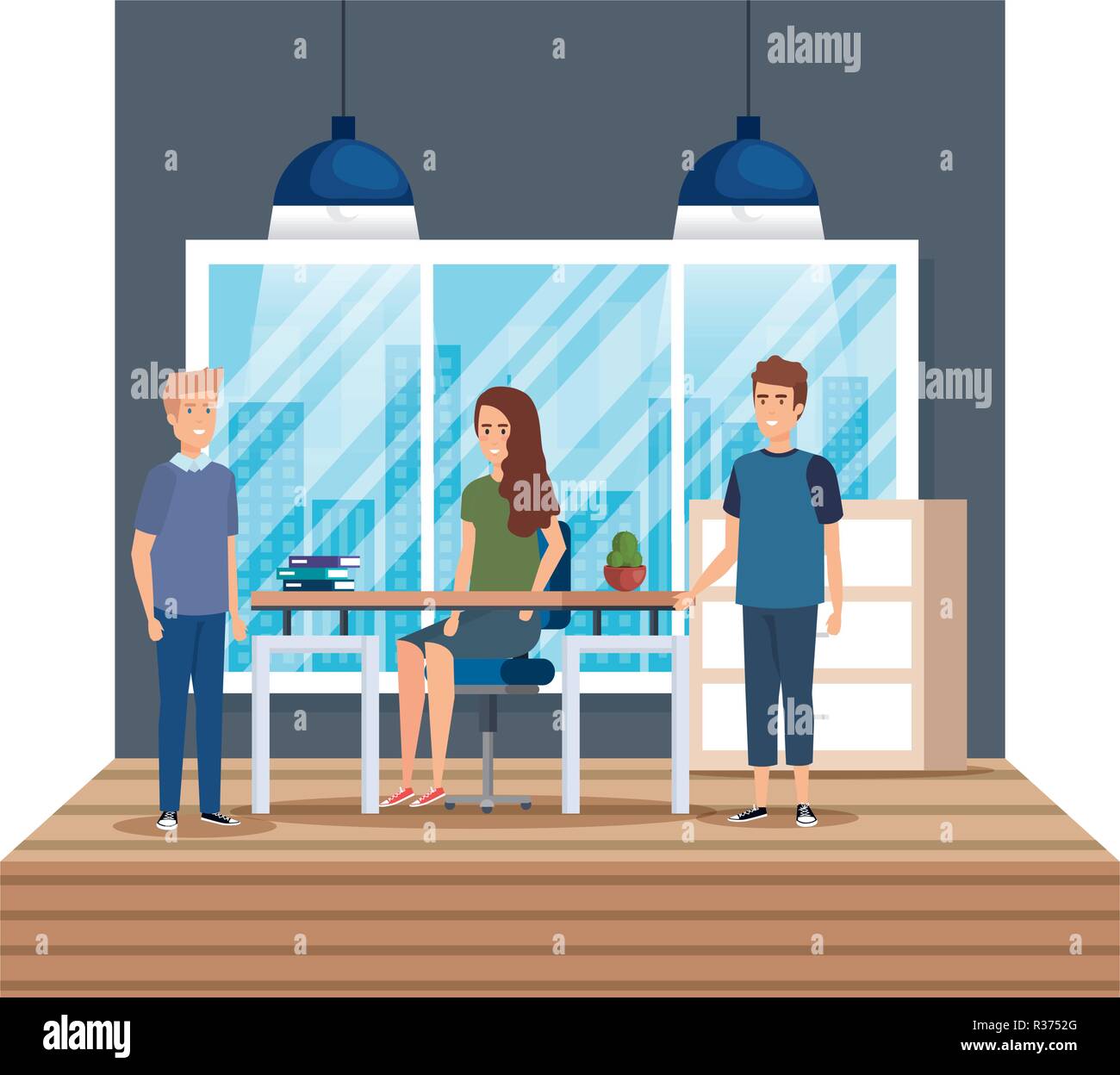 group of business people in the office vector illustration design Stock ...