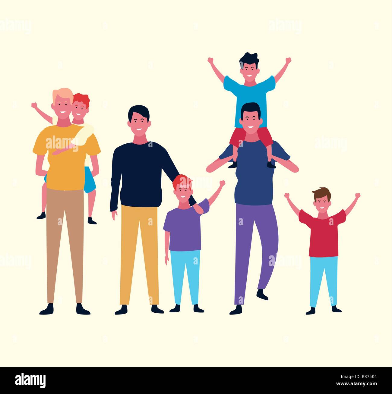 family group avatar with dancing people only men vector illustration ...