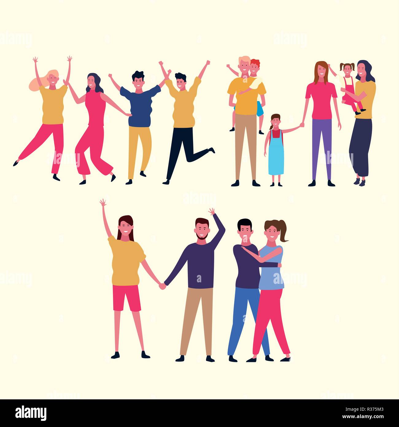 family group avatar with dancing people vector illustration graphic ...