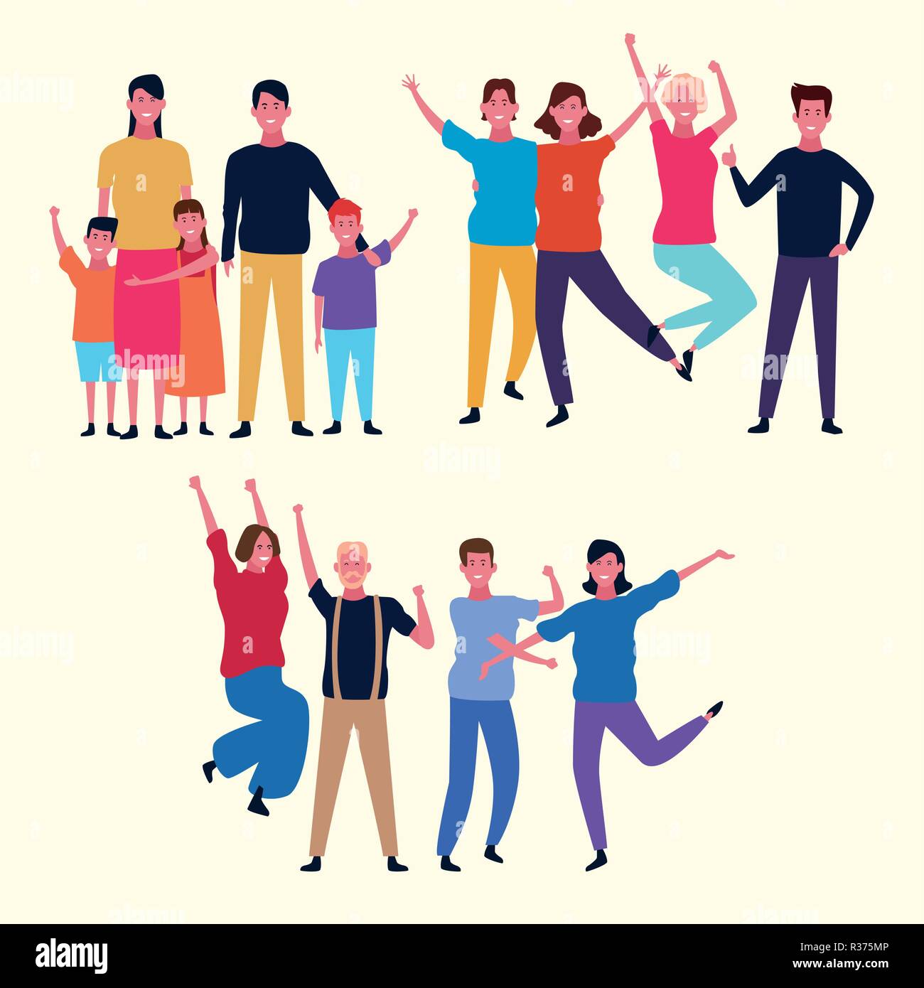 family group avatar with dancing people vector illustration graphic ...