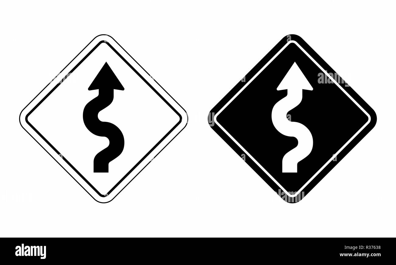 Illustration of traffic sign indicating a winding road Stock Vector ...