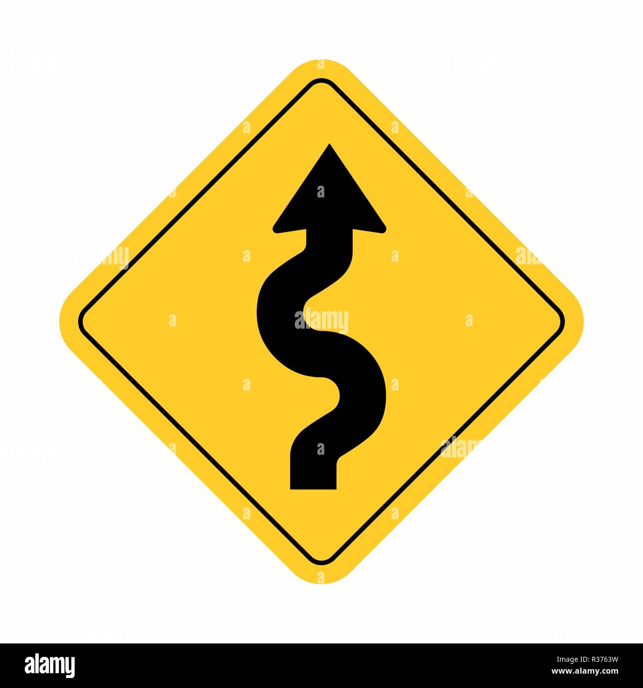 Illustration of traffic sign indicating a winding road Stock Vector ...