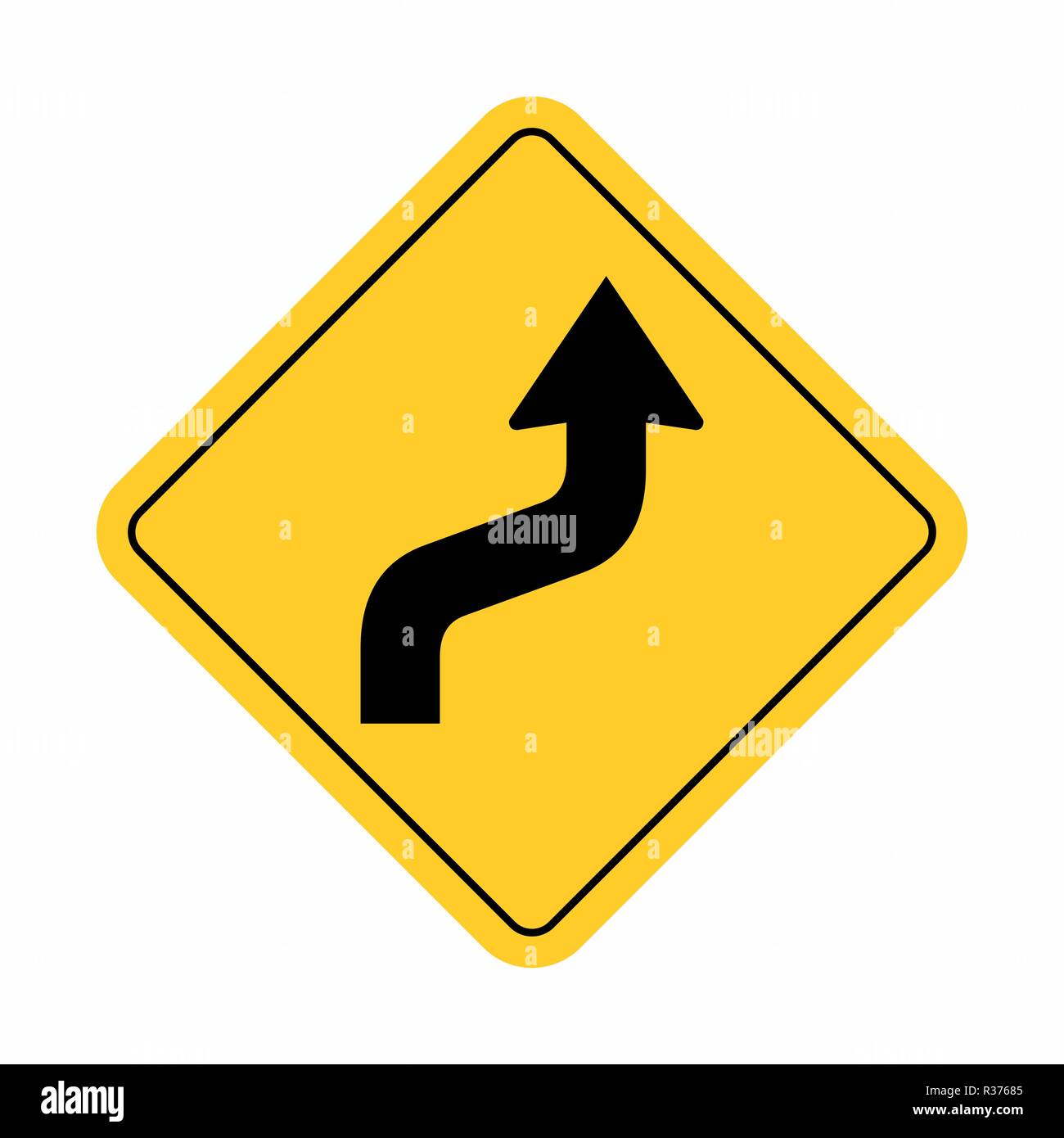 Illustration of traffic sign indicating a winding road Stock Vector ...