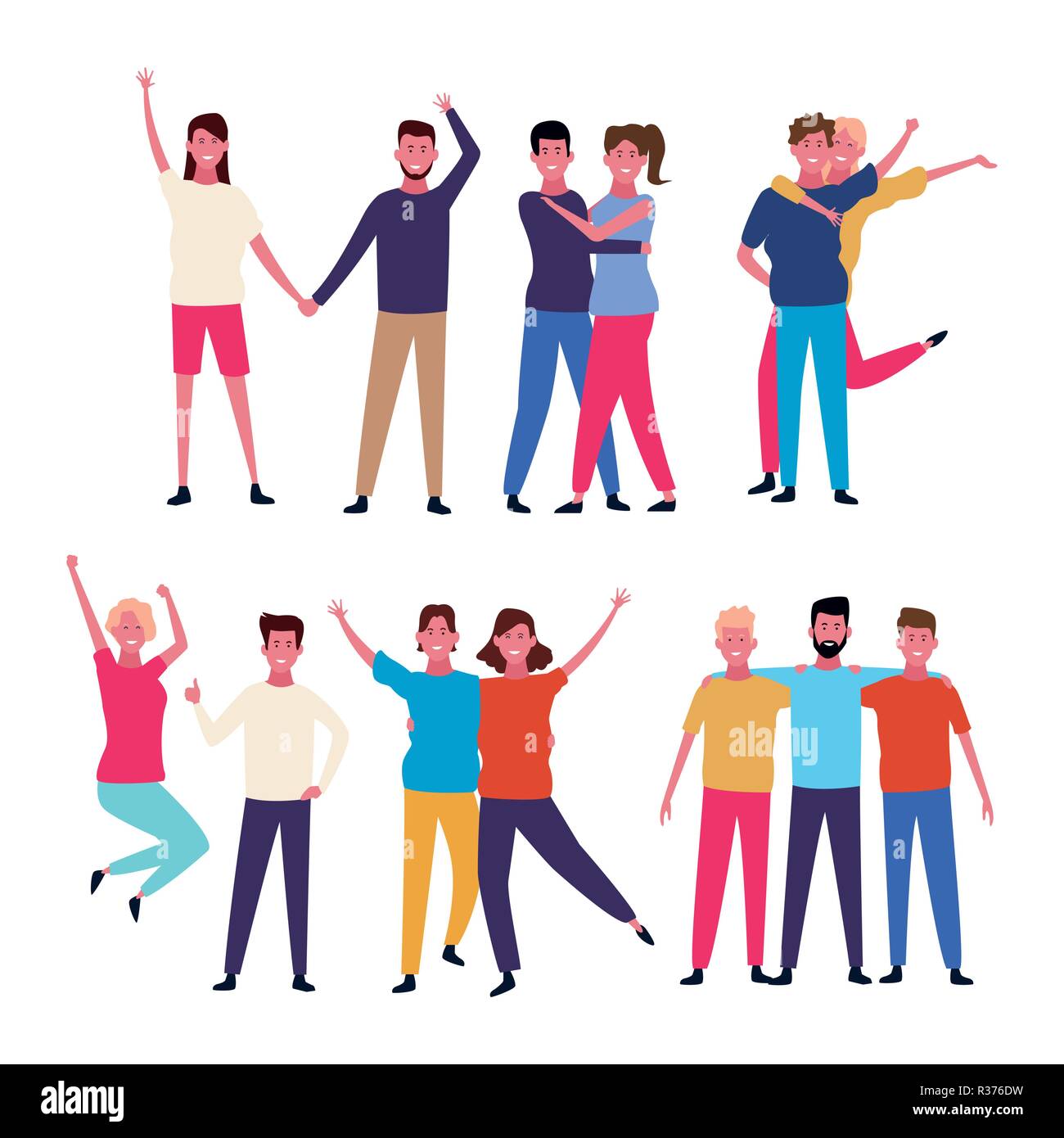 dancing people avatar group with white background vector illustration ...