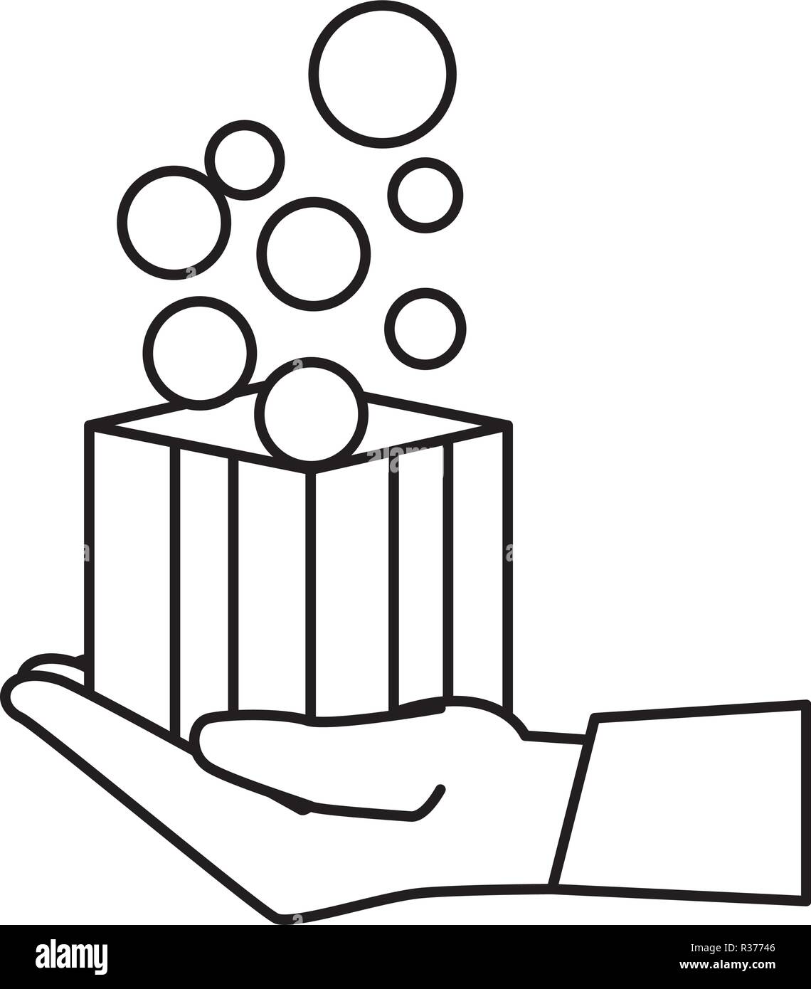 hand lifting box carton with balls Stock Vector Image & Art - Alamy