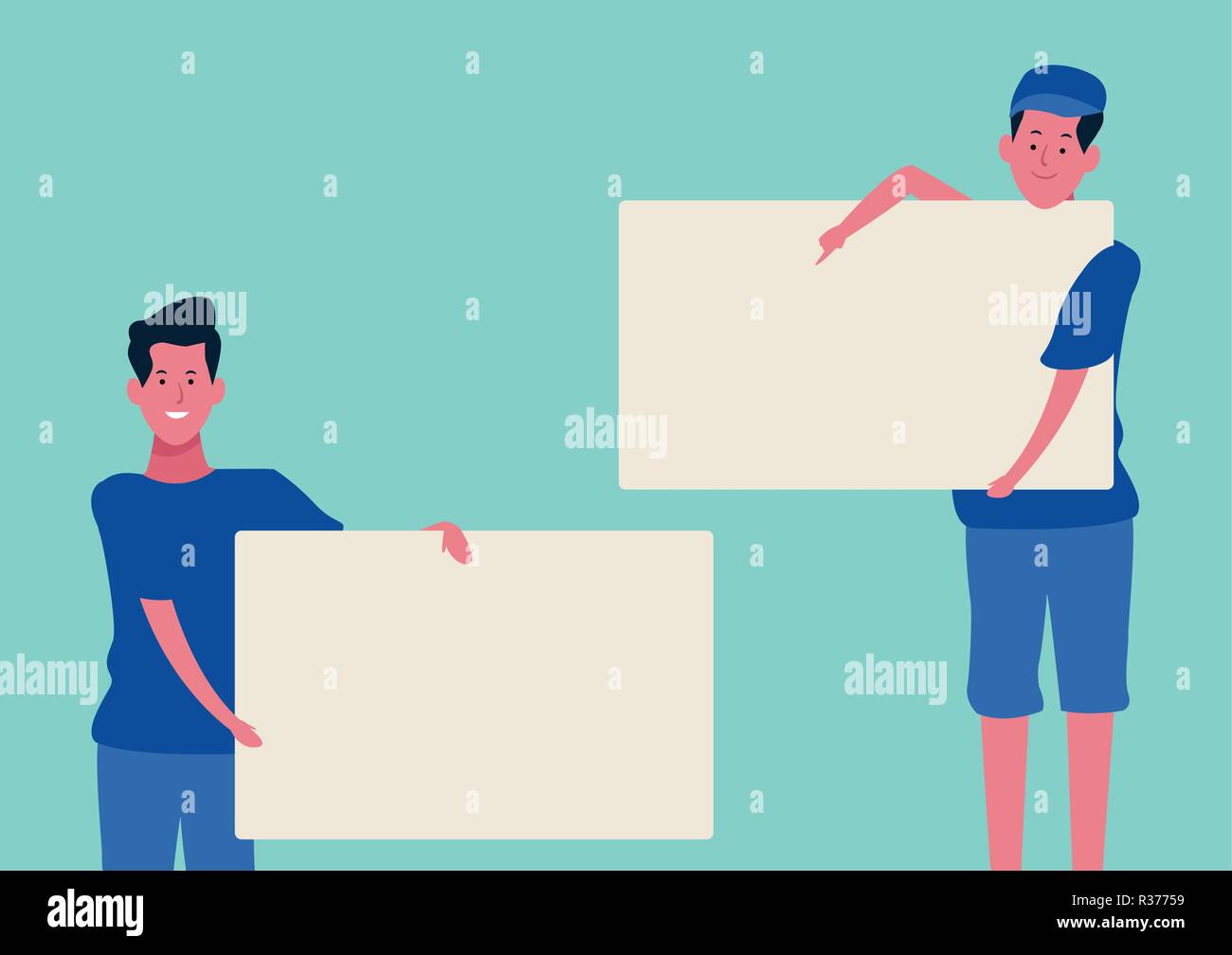 people with posters group with colorful background vector illustration ...