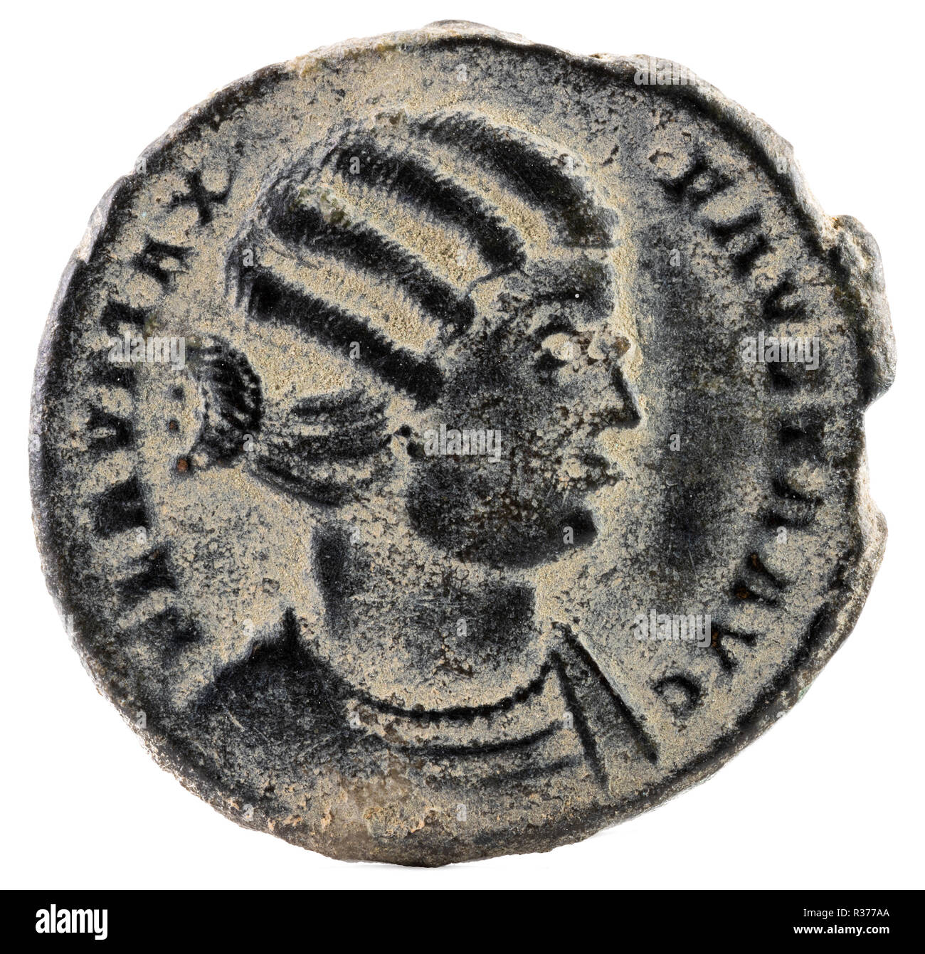Ancient Roman copper coin of Empress Fausta. Obverse Stock Photo - Alamy