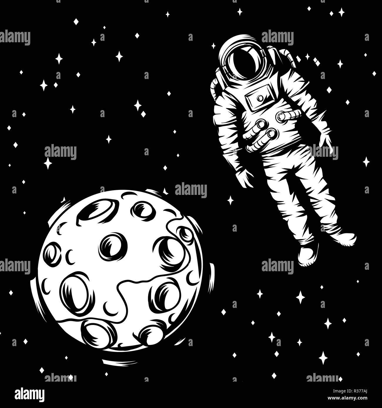 Illustration of astronaut with moon Stock Vector Image & Art - Alamy
