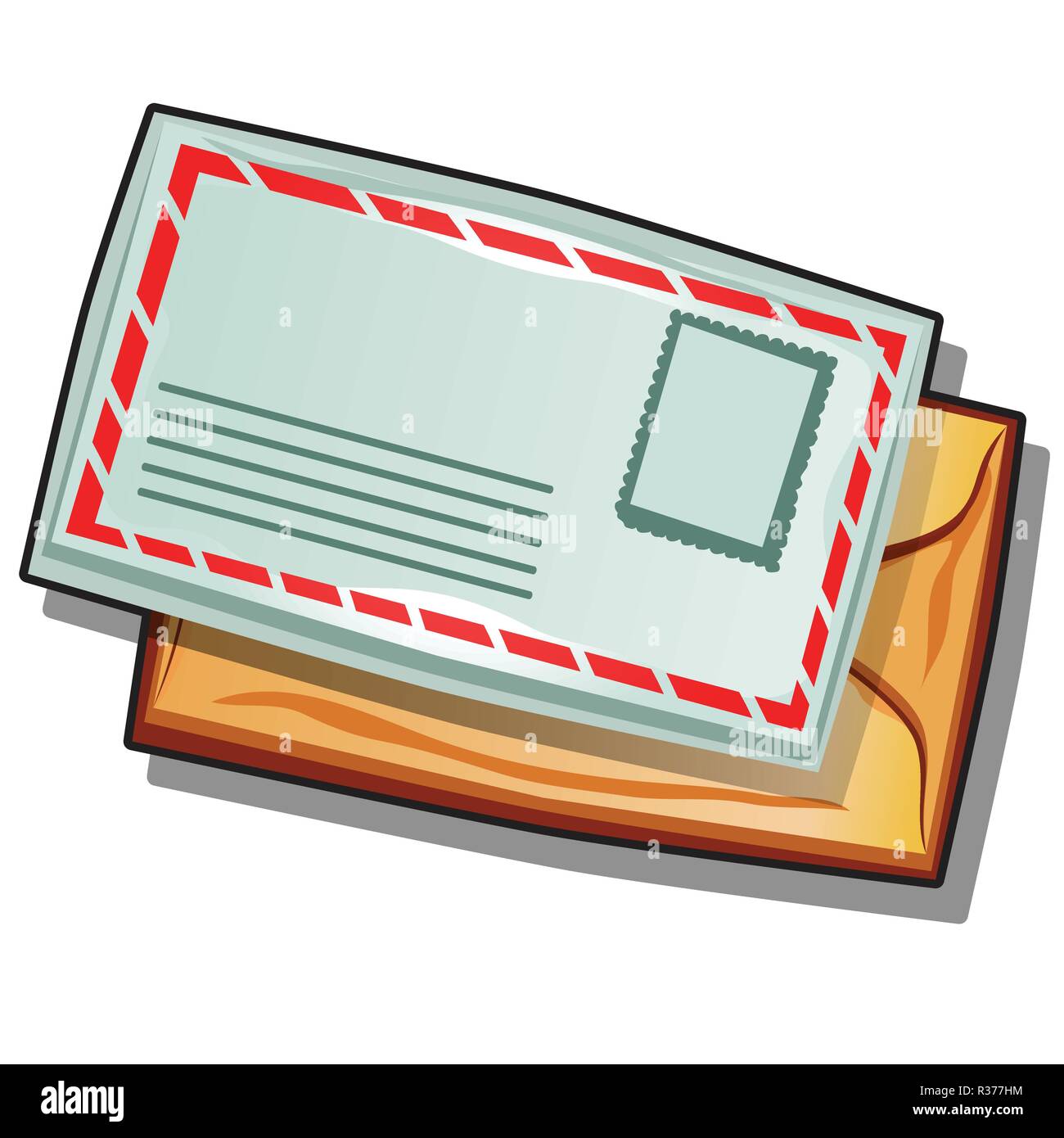 Mailing envelope isolated on white background. Vector cartoon close-up ...