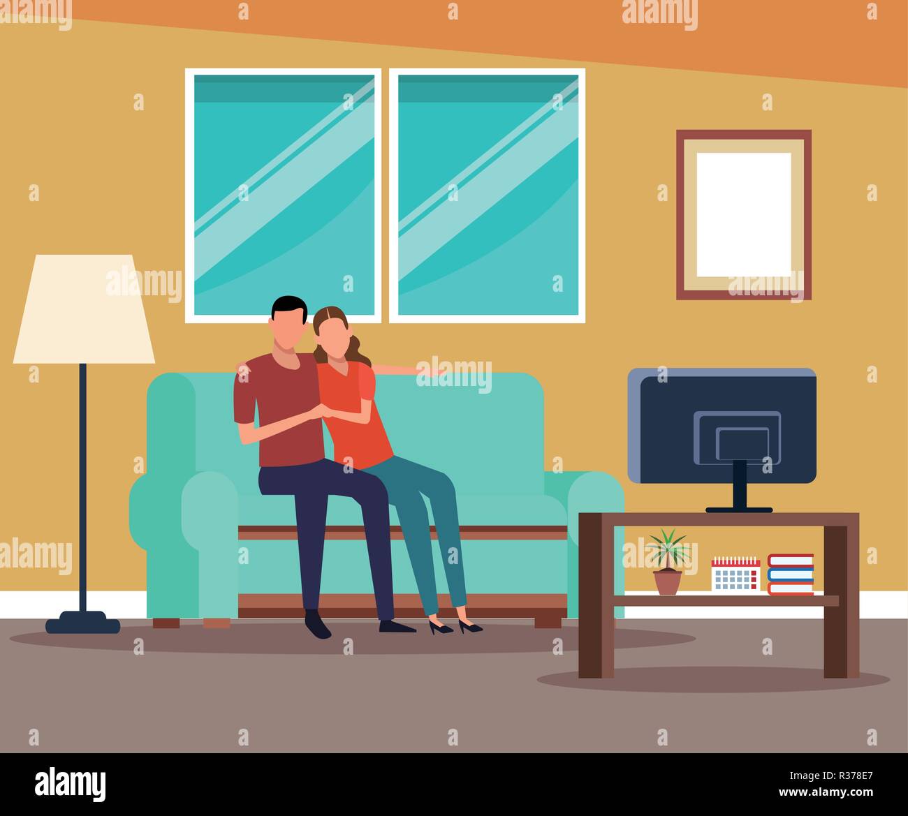 couple routines at home avatar cartoons vector illustration graphic ...
