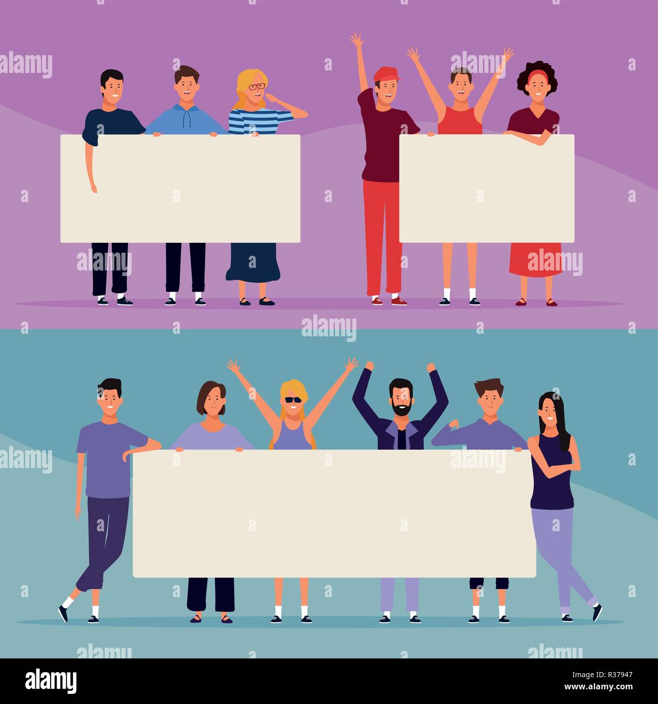 set of people with posters Stock Vector Image & Art - Alamy