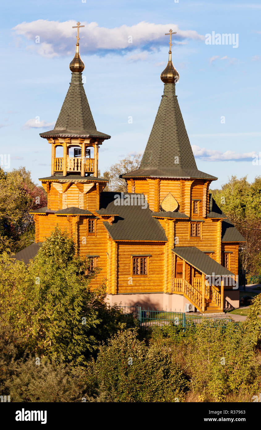 Tserkov' Uspeniya Presvyatoy Bogoroditsy. Newly built wooden church on ...