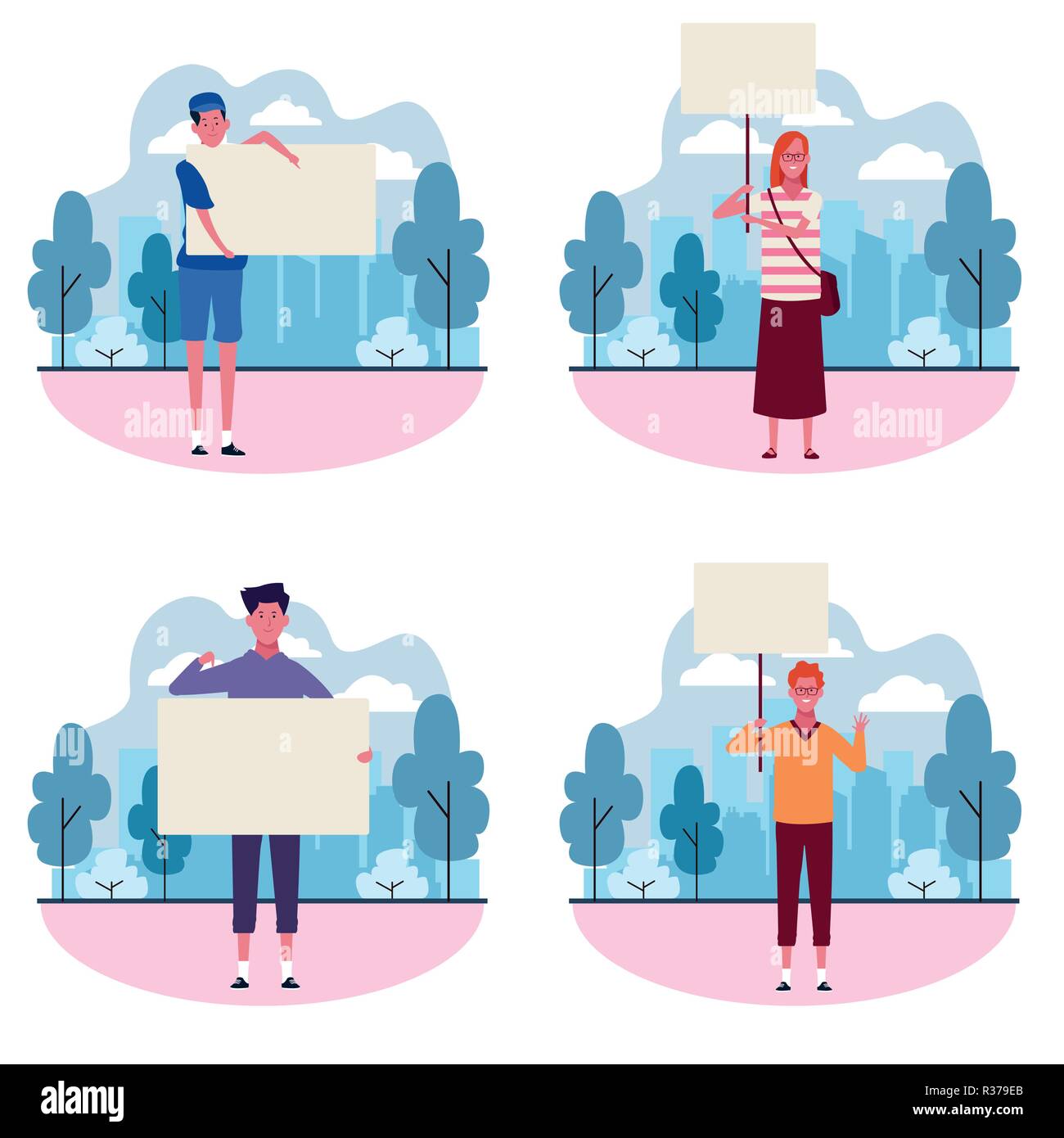 set of people with posters Stock Vector Image & Art - Alamy