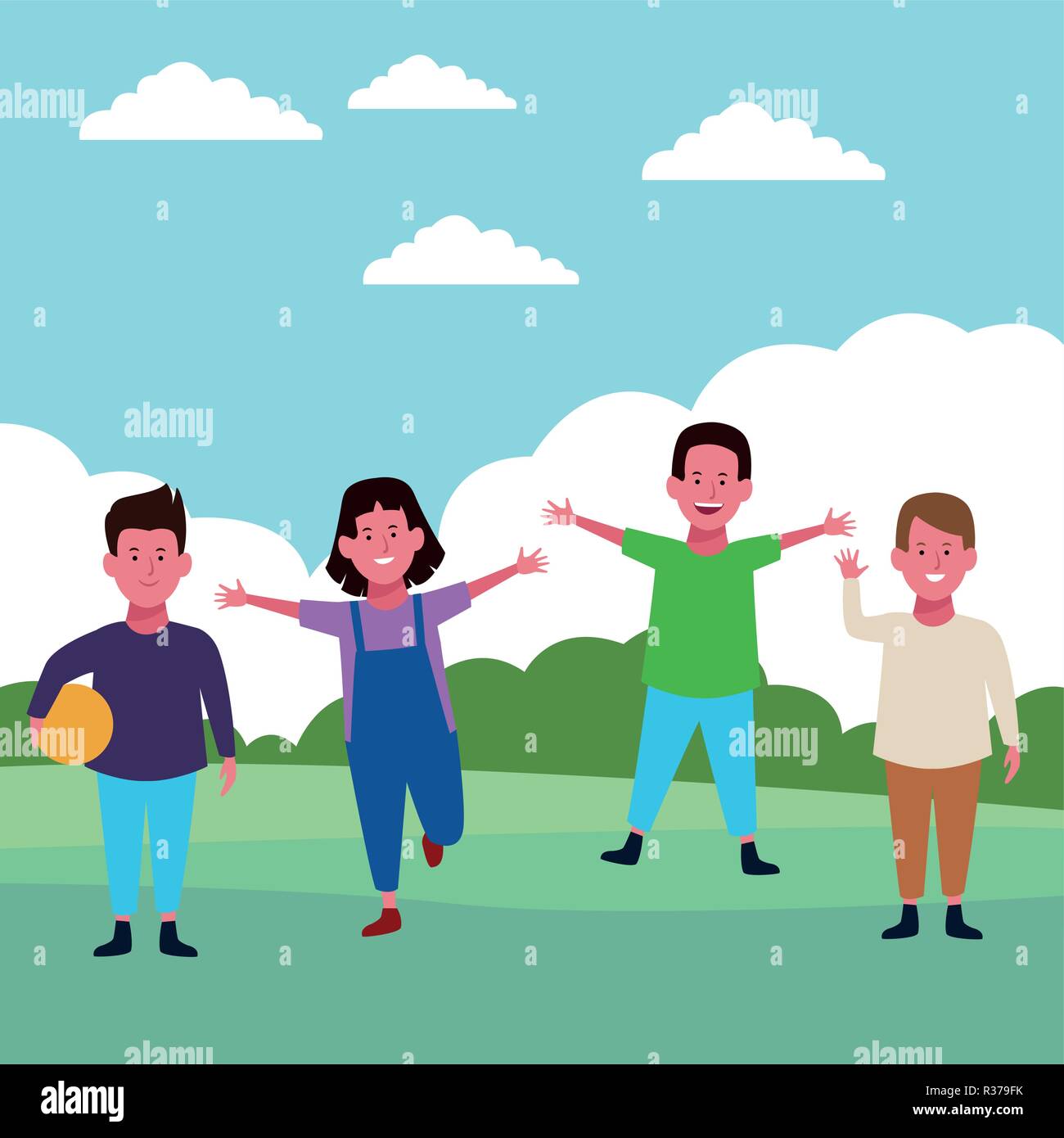 Family having fun outdoors Stock Vector Images - Alamy