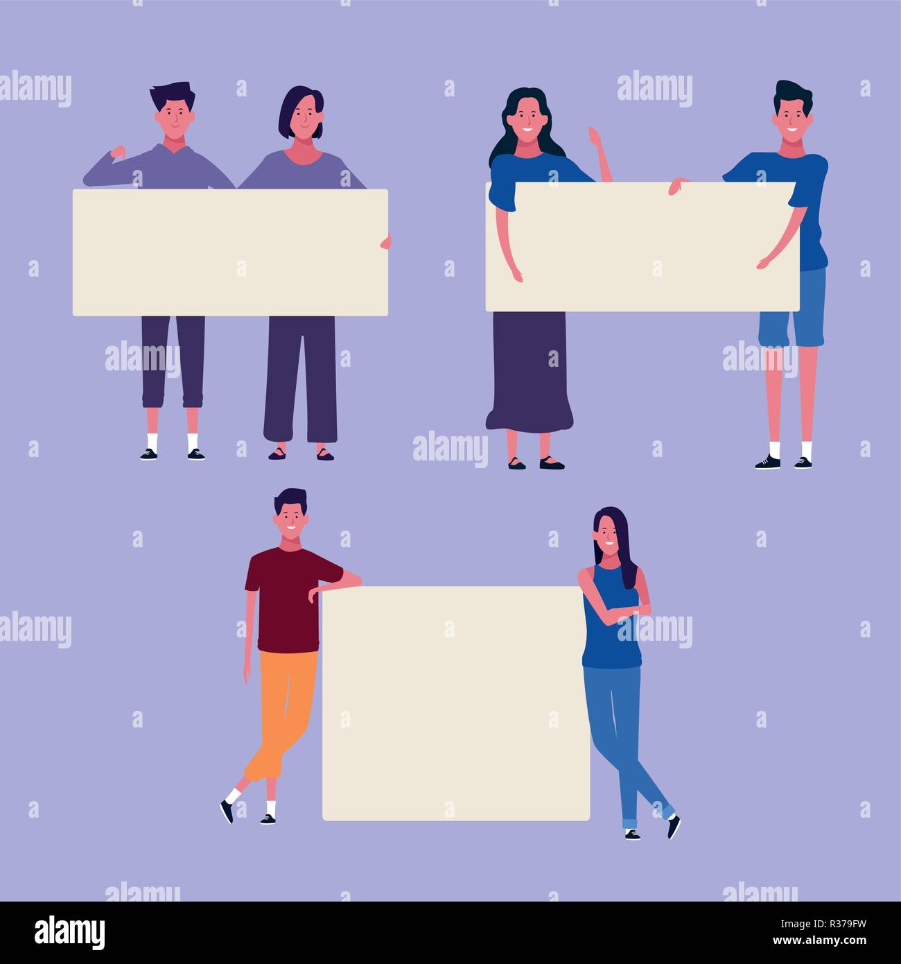 set of people with posters Stock Vector Image & Art - Alamy
