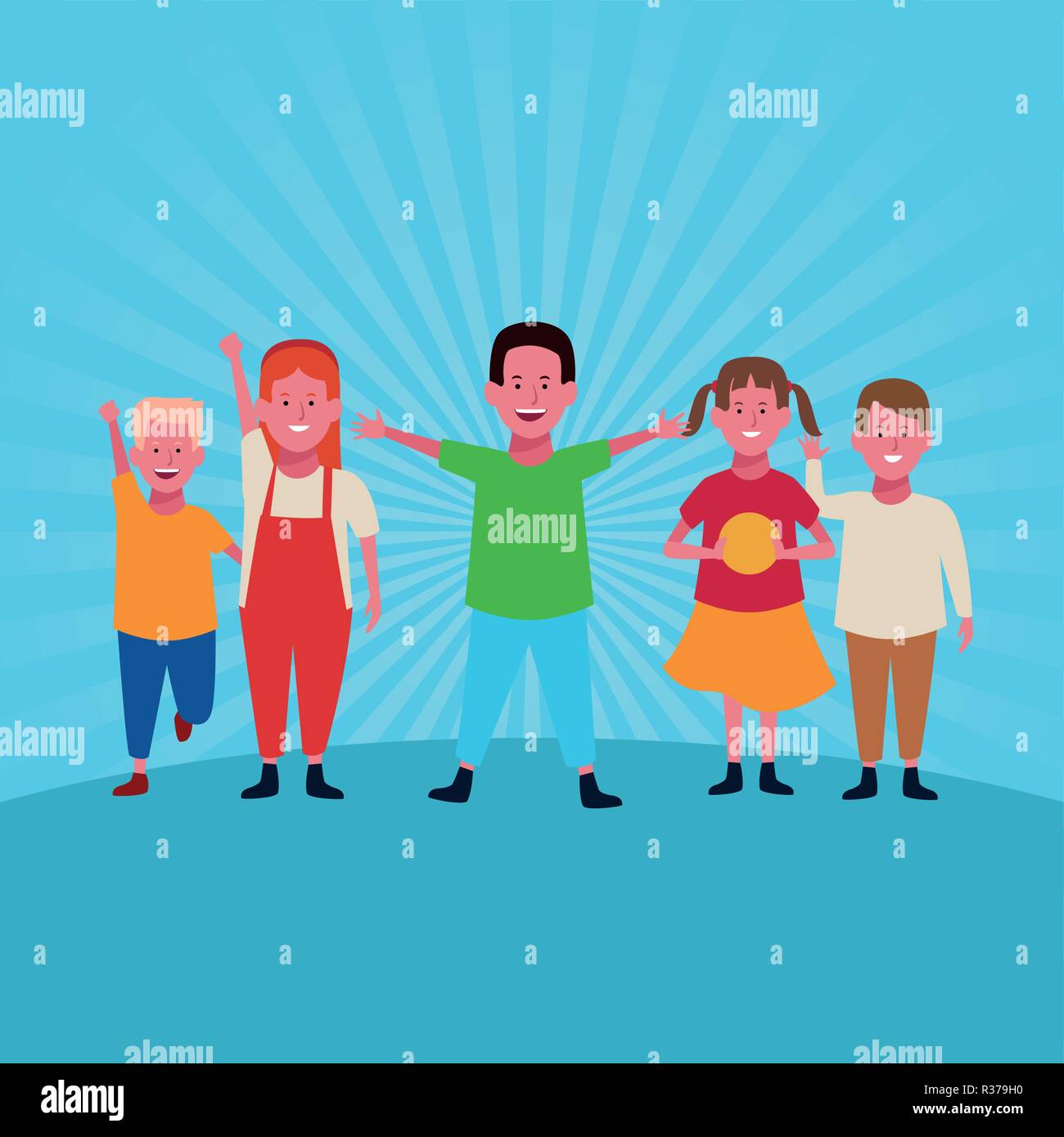Children family friends portrait kids Stock Vector Images - Alamy