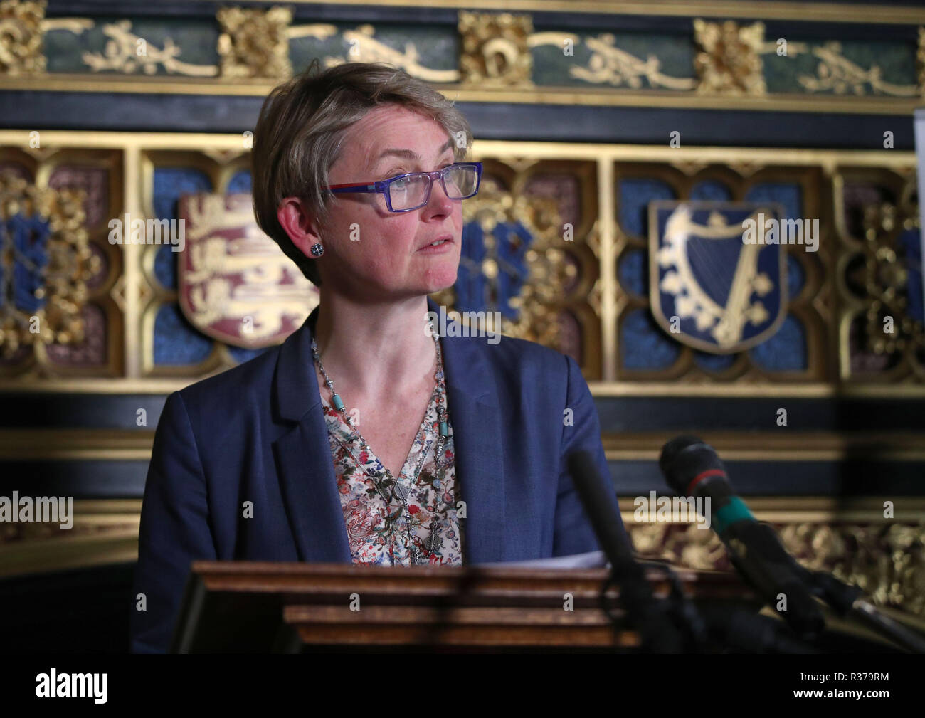 Yvette Cooper speaking at an Association of Jewish Refugees event in ...