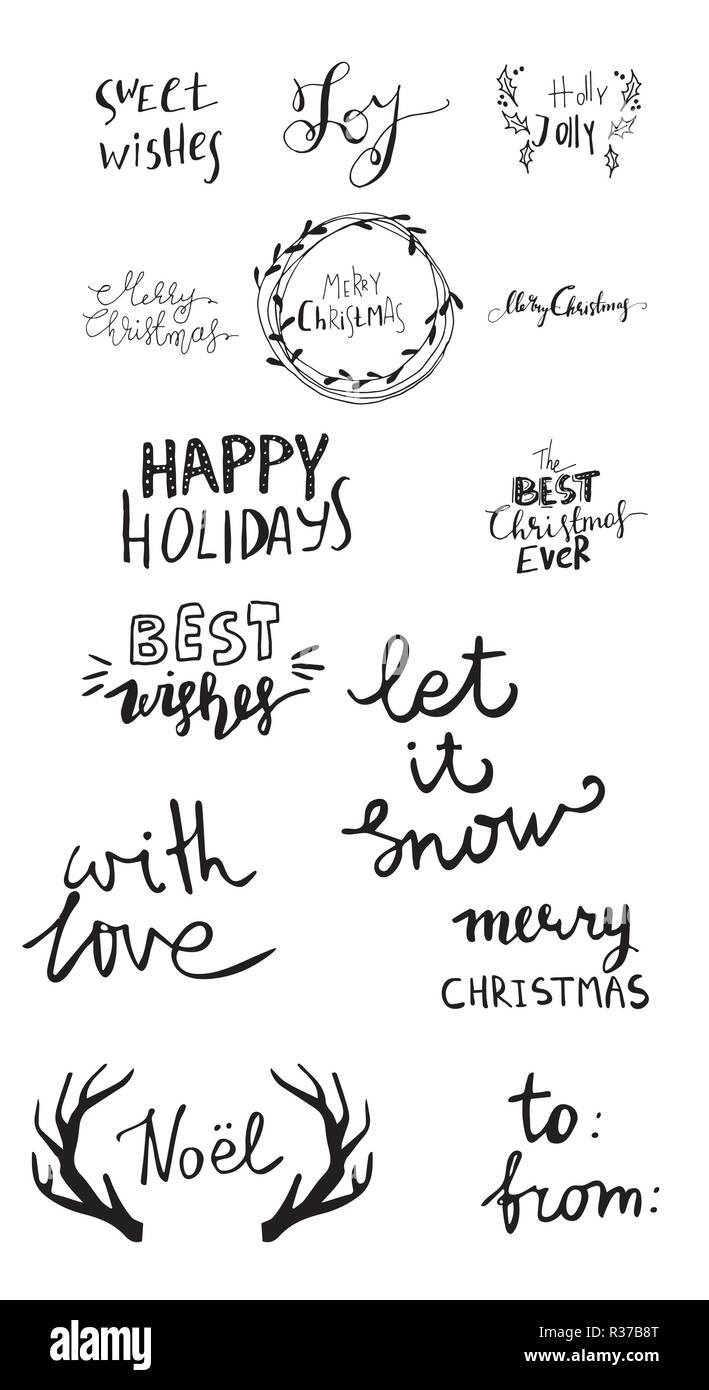 Set of Christmas lettering handwritten Stock Vector Image & Art - Alamy