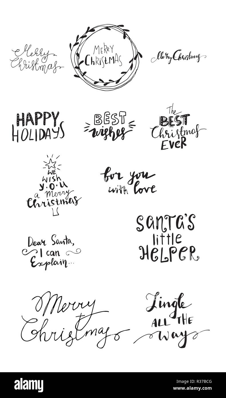 Set of Christmas lettering handwritten Stock Vector Image & Art - Alamy