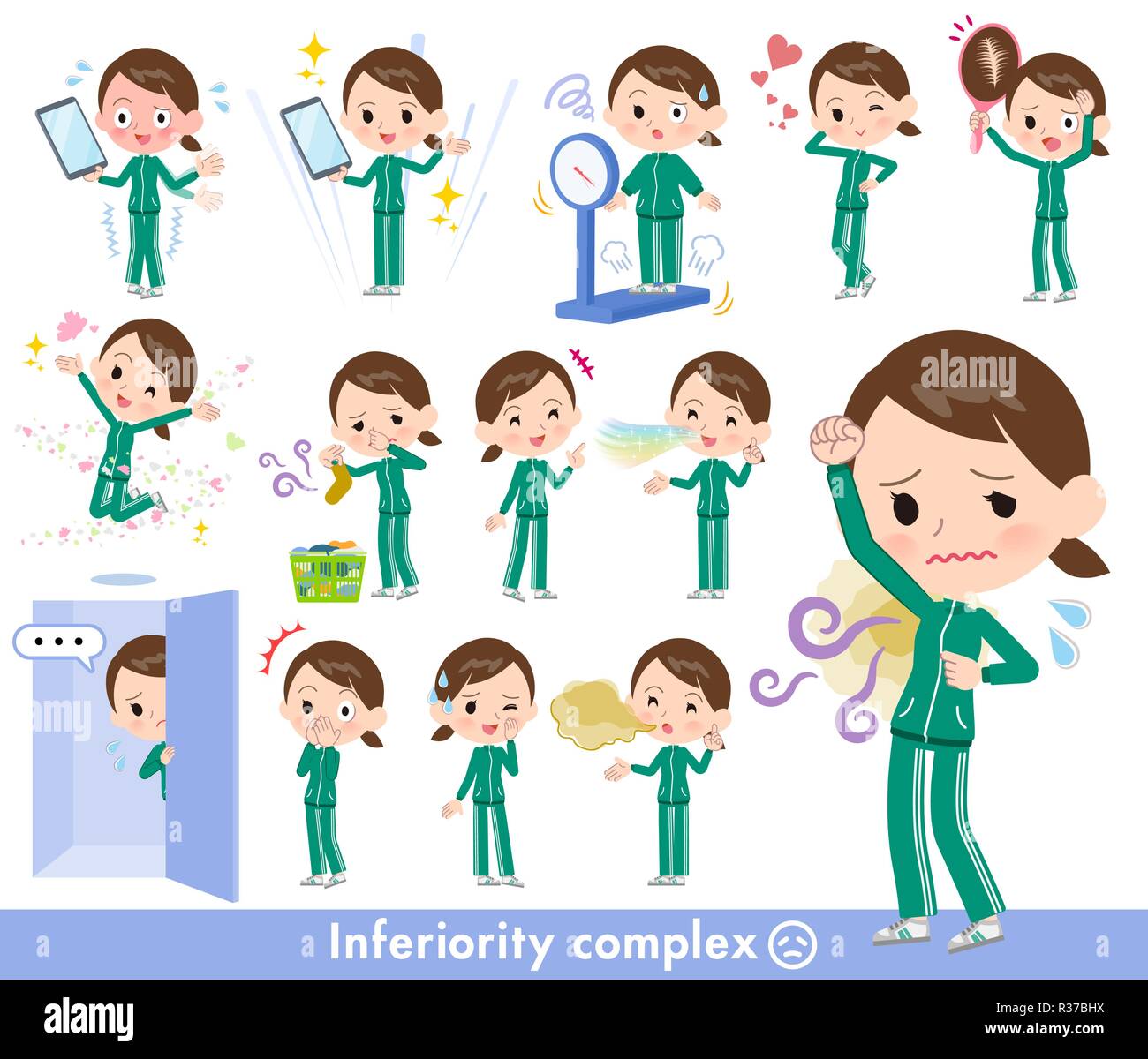 A set of women in sportswear on inferiority complex.There are actions ...