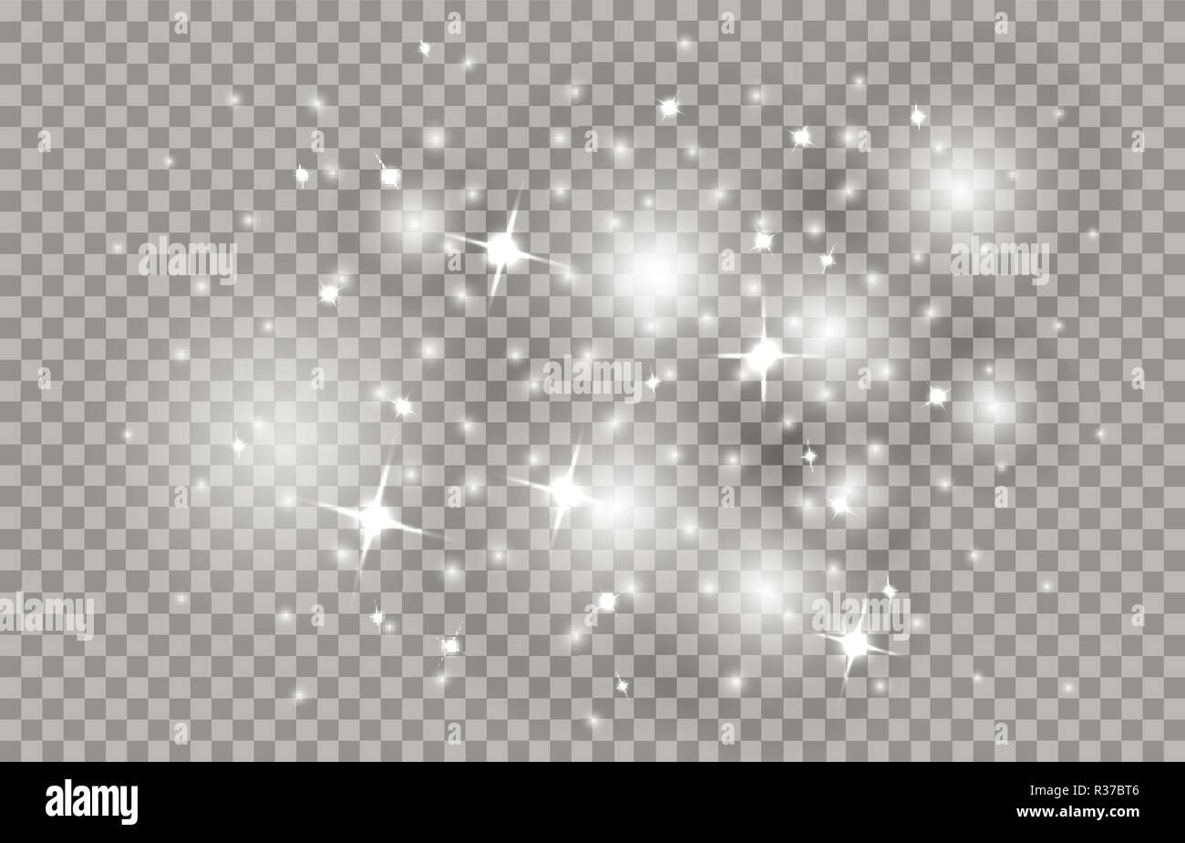 Star dust with bright sparkles, shining sparks. Fabulous Christmas sky ...