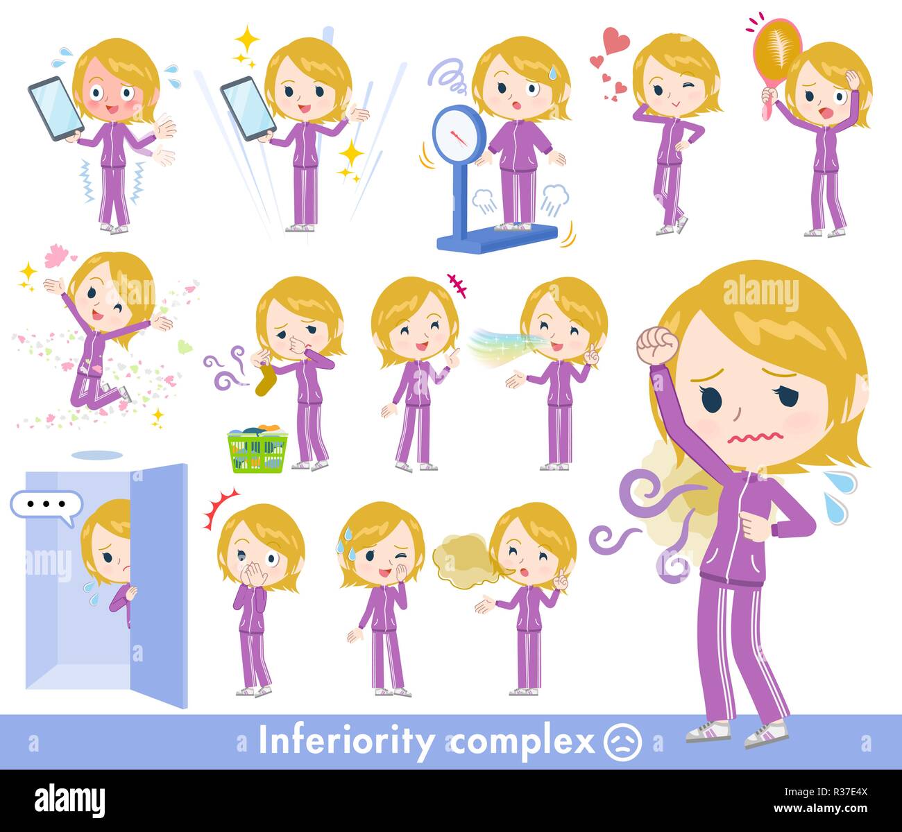 A set of women in sportswear on inferiority complex.There are actions ...