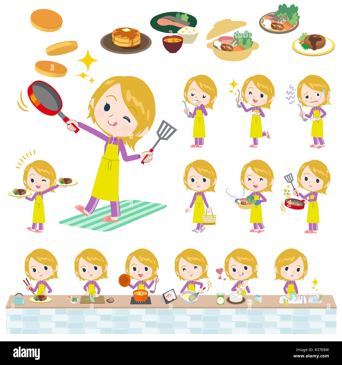 A set of women in sportswear about cooking.There are actions that are ...