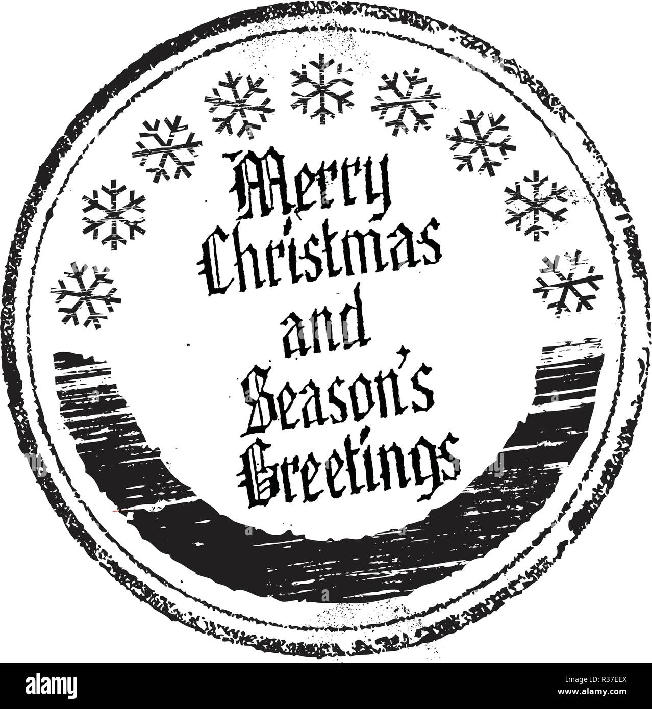 Christmas stamp, vector illustration in ink art Stock Vector Image ...