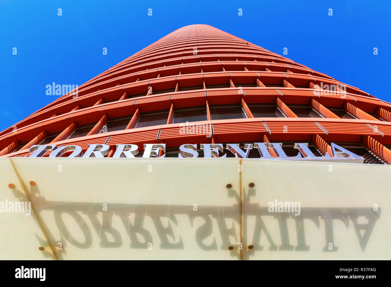Seville, Spain - November 14, 2018: office skyscraper Torre Sevilla ...