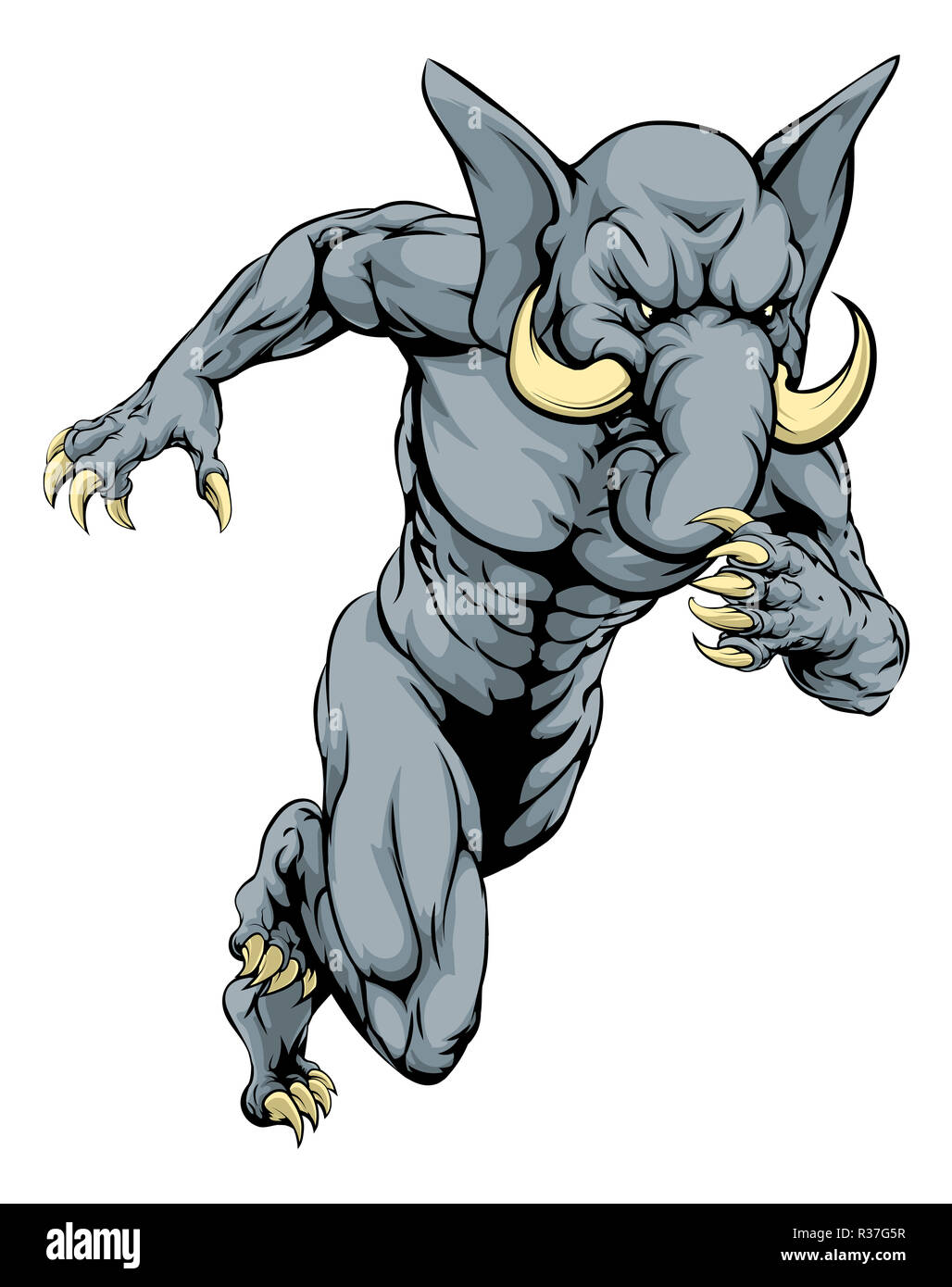 Charging Elephant Illustration Stock Photos & Charging Elephant ...