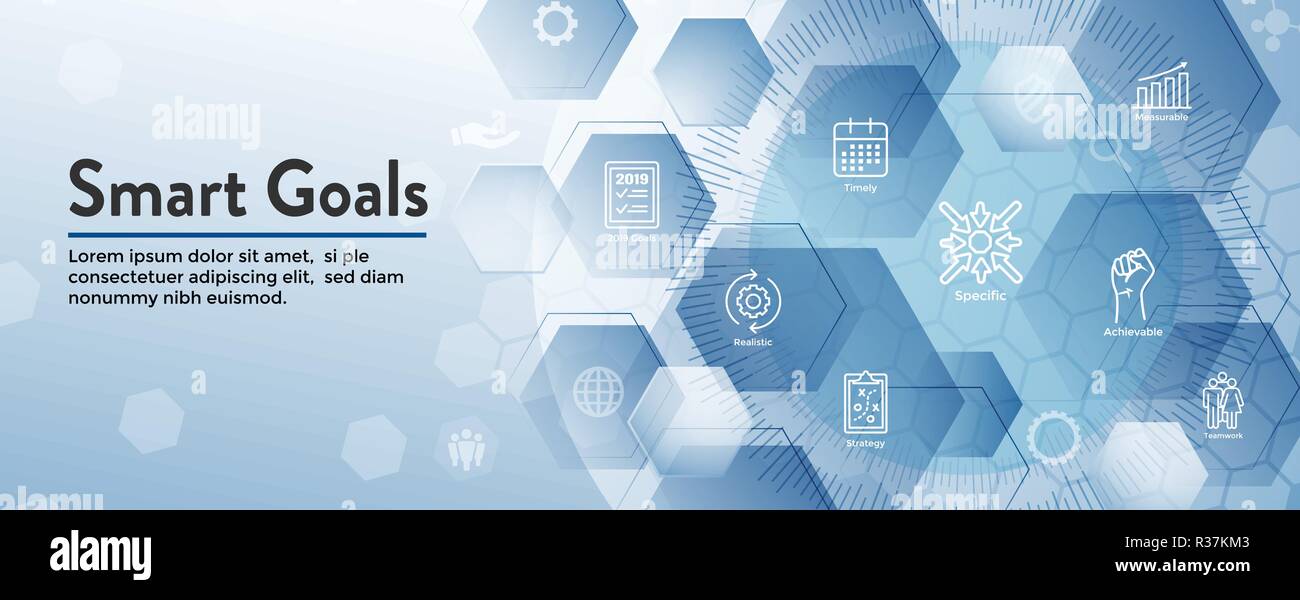 2019 SMART Goals Vector graphic w various Smart goal keywords Stock ...