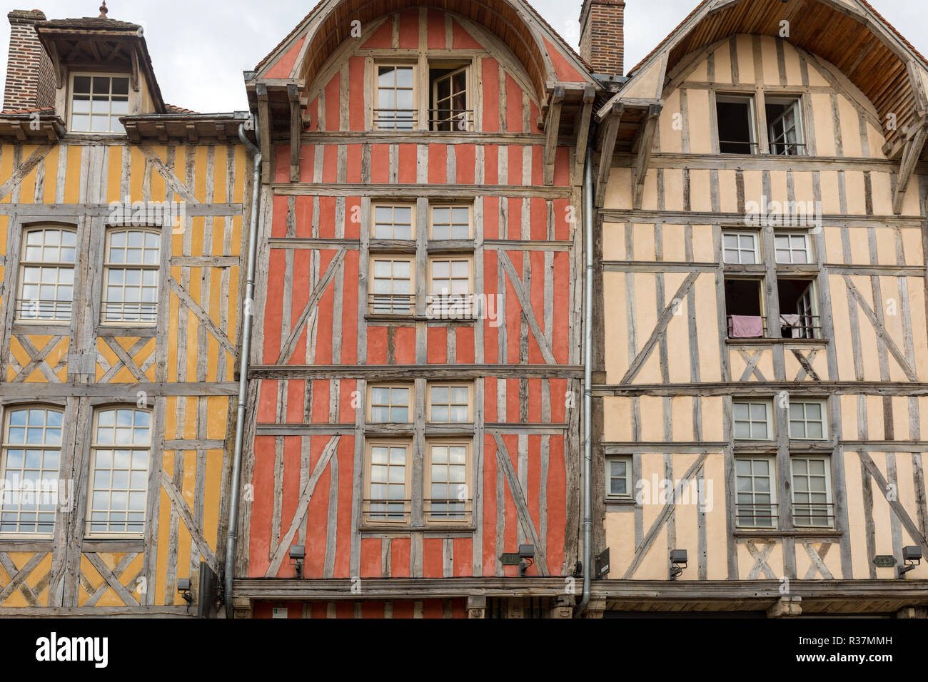 Ancient half-timbered buildings in Troyes. Aube, Champagne-Ardenne ...