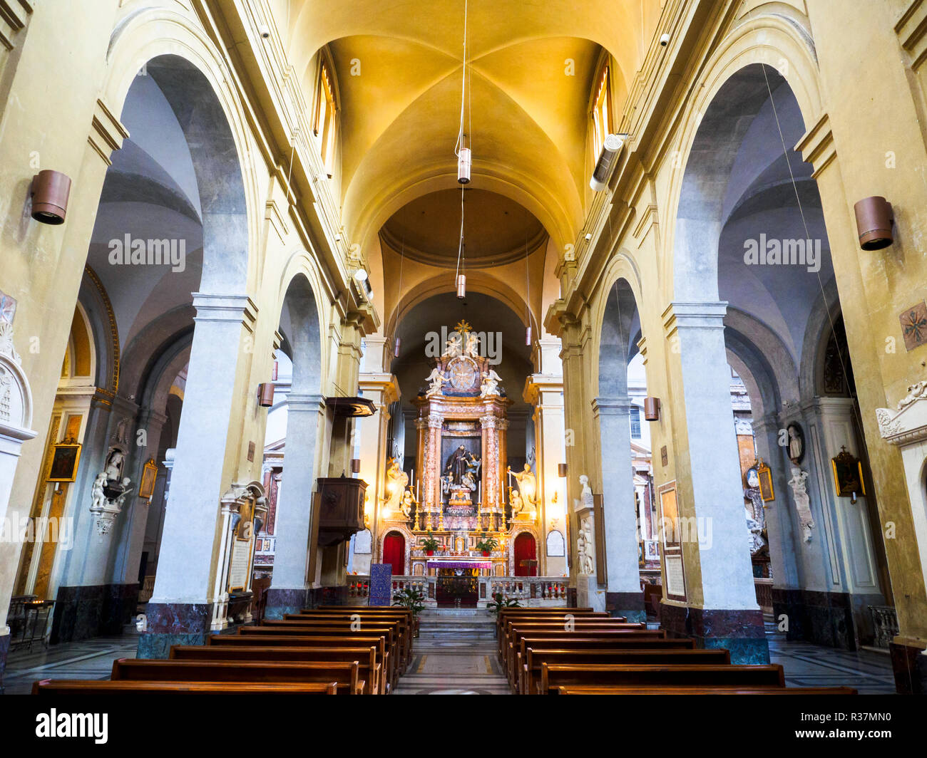 Nave of San Francesco a Ripa church in Trastevere - Rome, Italy Stock ...