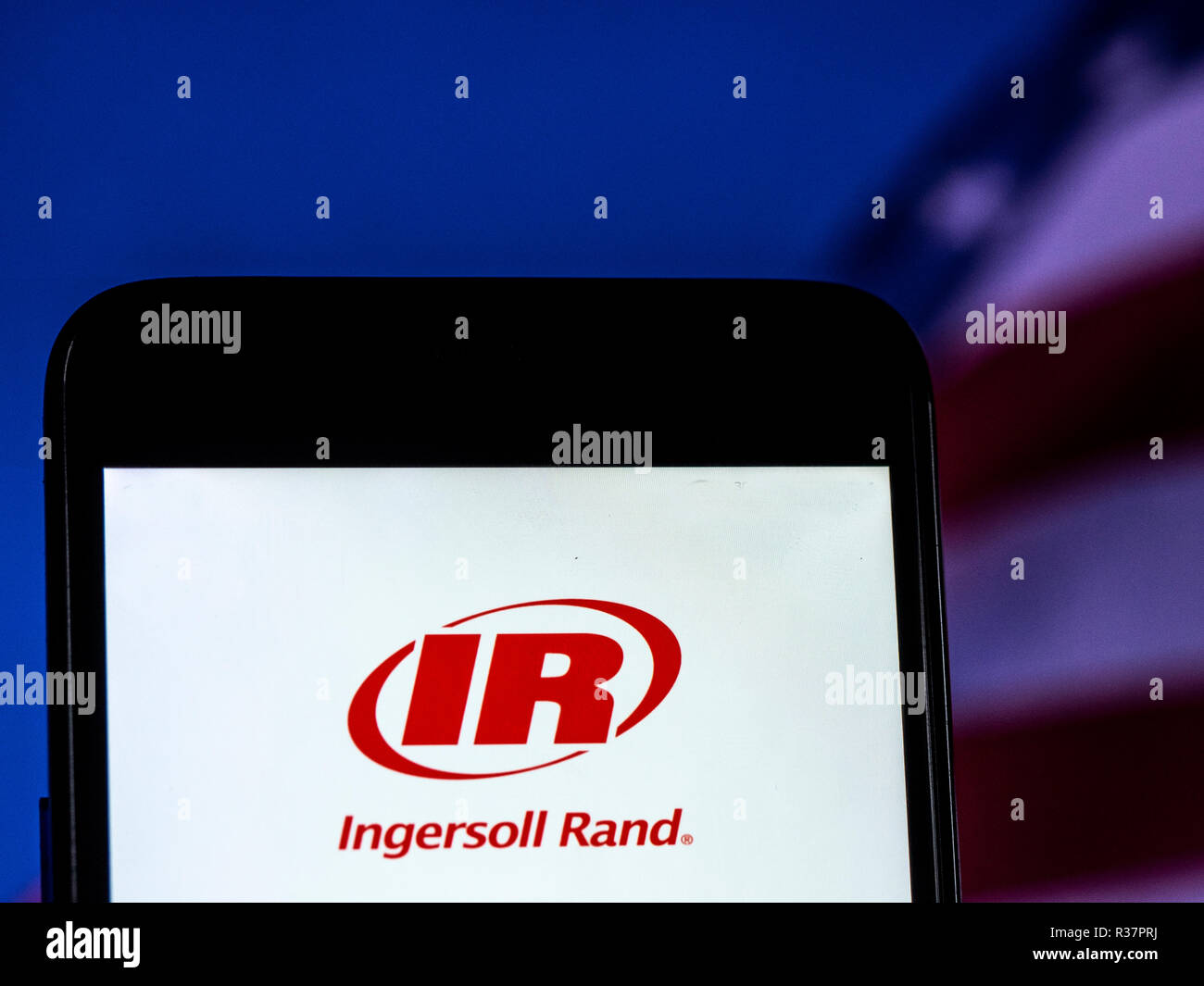 Ingersoll Rand Inc. Manufacturing company logo seen displayed on smart ...